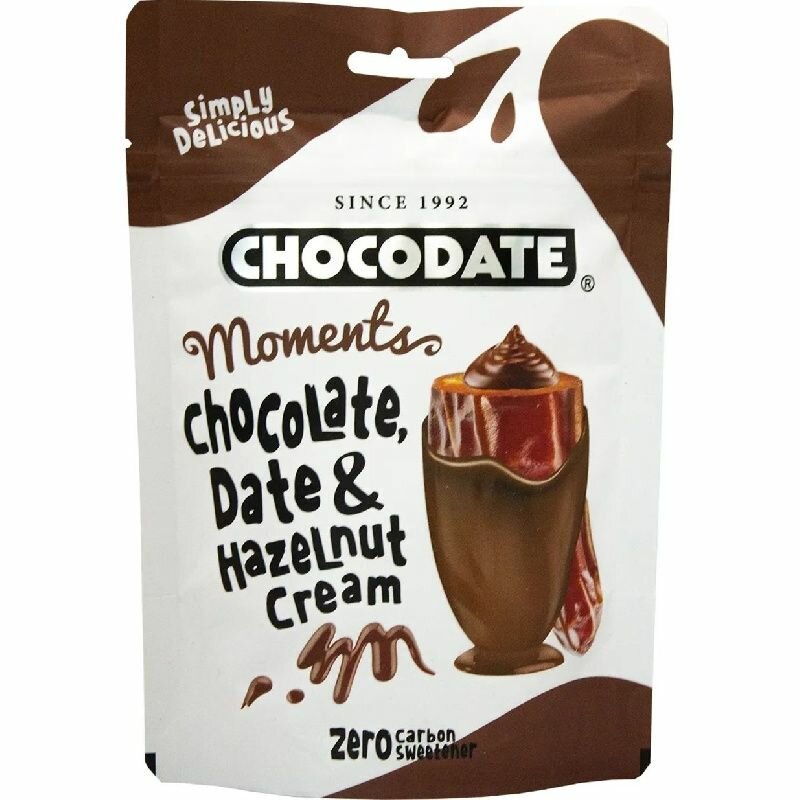 Конфеты CHOCODATE MOMENTS Финики с кремом из фундука в молочном шоколаде /дой-пак/ 90г