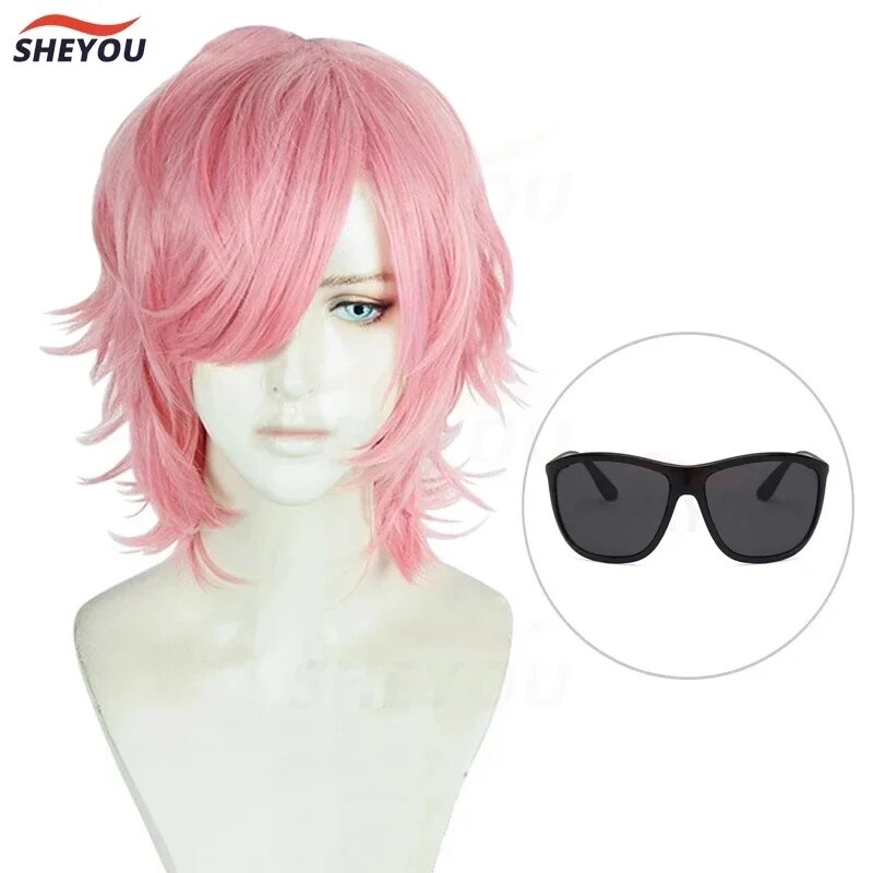 Косплей-парик Yarichin Club Ayato Yuri розовый Розовый, Wig and Glasses