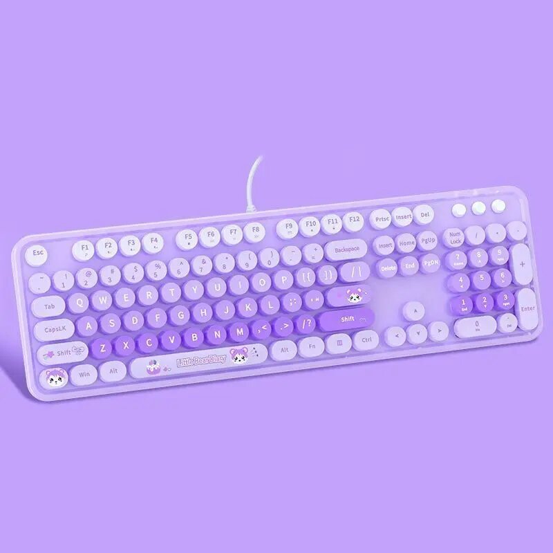 Проводная клавиатура MOFII, полноразмерная пишущая машинка с 104 клавишами, красочная офисная клавиатура со съемной круглой колпачком для Windows/Mac