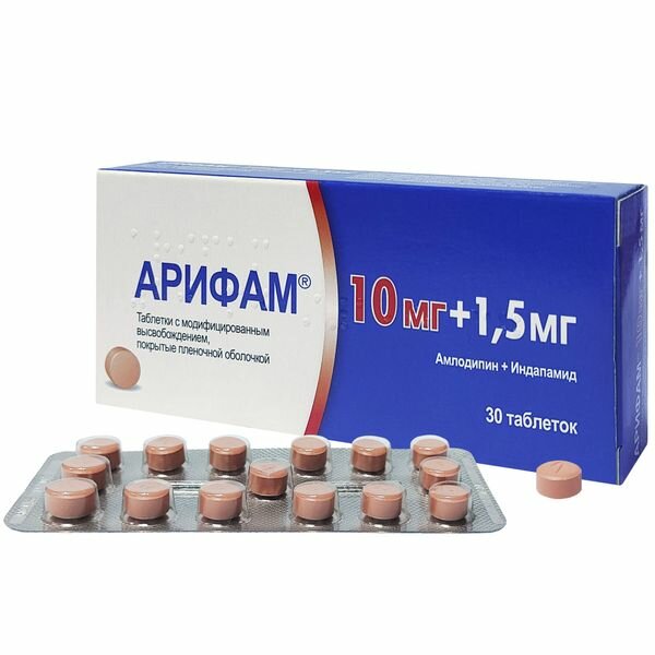 Арифам таблетки п/о плен. с модифицированным высвобожд. 10мг+1,5мг 30шт