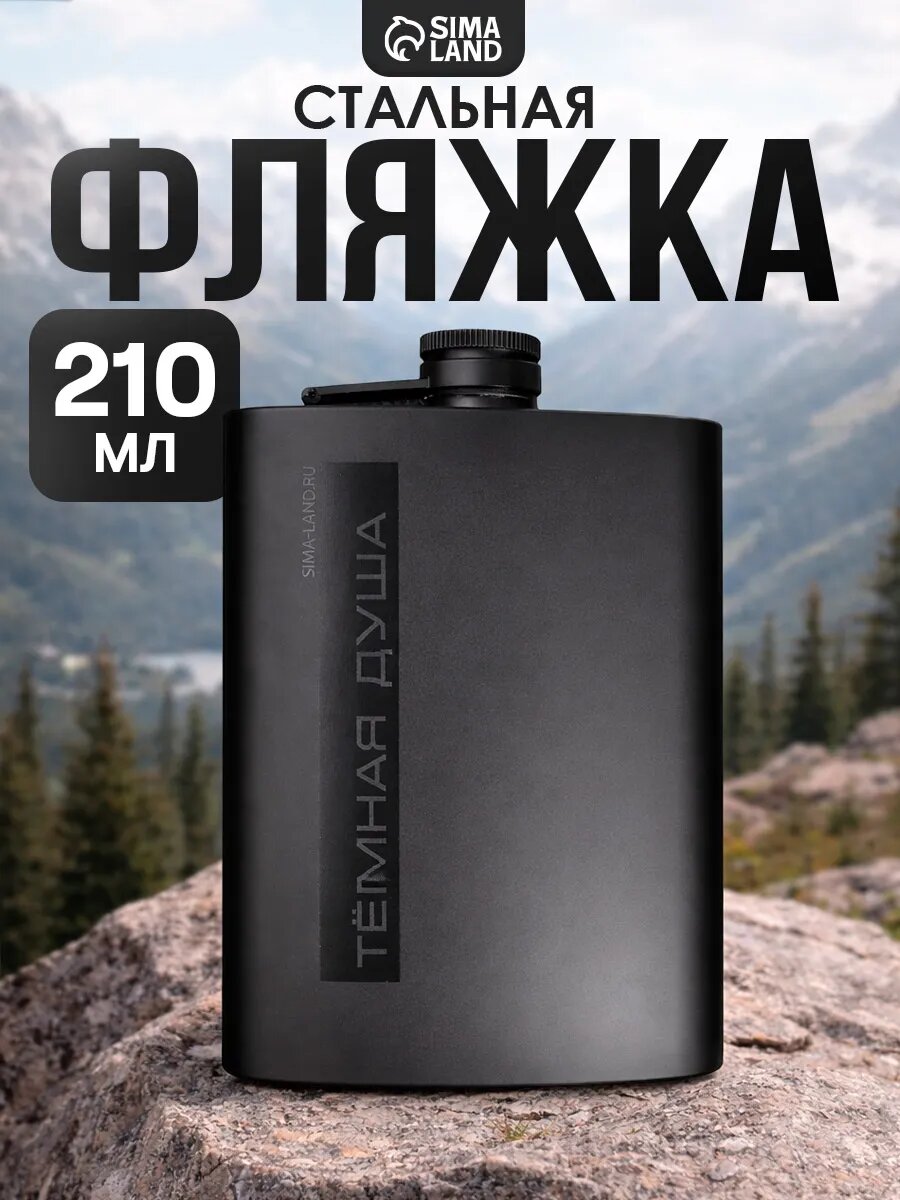 Фляжка "Темная душа", 210 мл, черная матовая, из нержавеющей стали,
