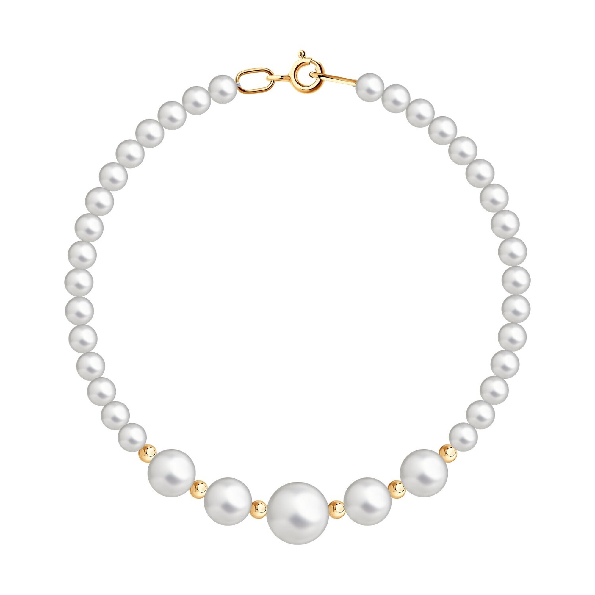 Браслет, красное золото, 585 проба, жемчуг