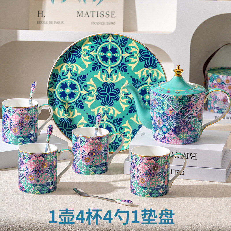Кофейные чашки из костяного фарфора серии Diji Garden в марокканском стиле, кофейные наборы, наборы для чаепития и цветочного чая, наборы для воды, кофейники.