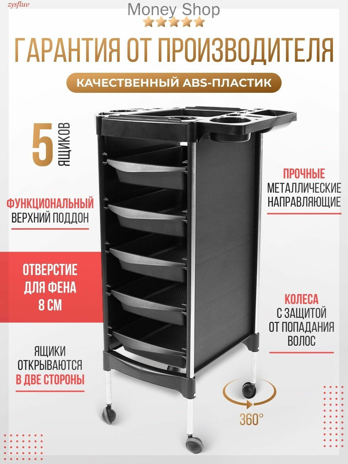 Профессиональная тележка 5 ящиков