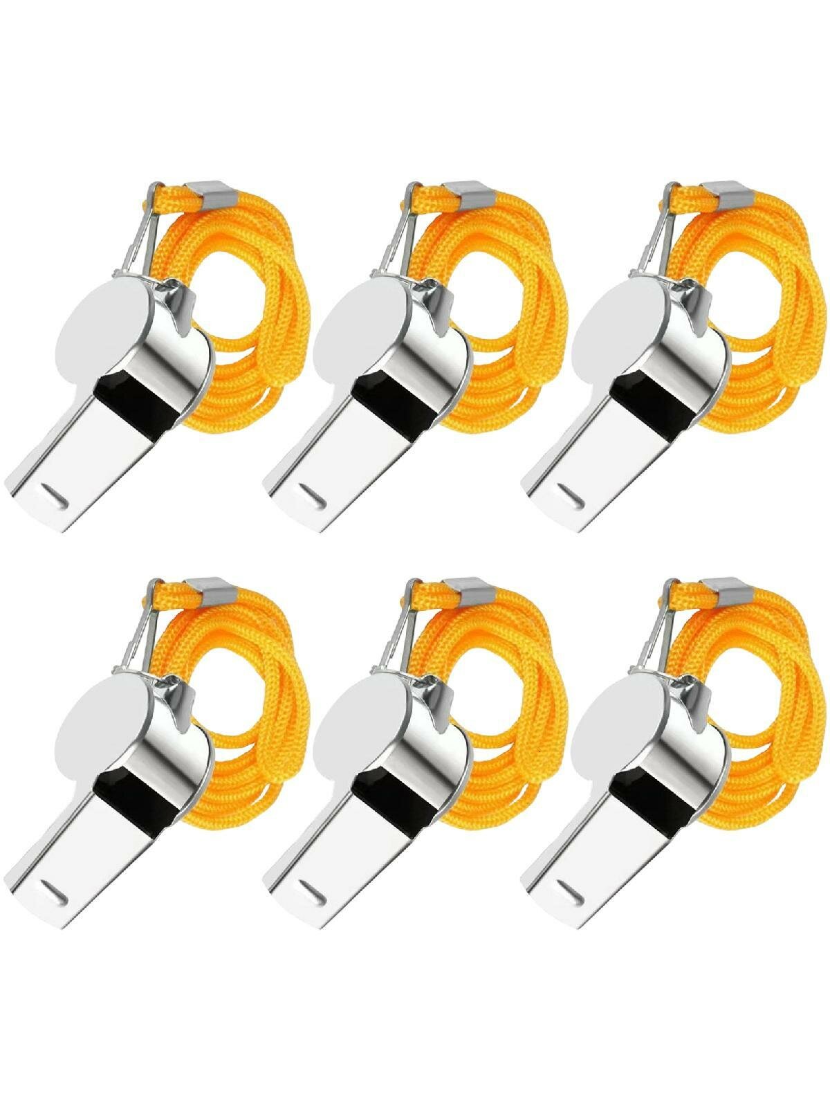 6шт Спортивные Свистки с Ремешком Громкий Четкий Звук Свистки Тренеров Свистки для Судей Тренировочные Залы Чрезвычайные Ситуации