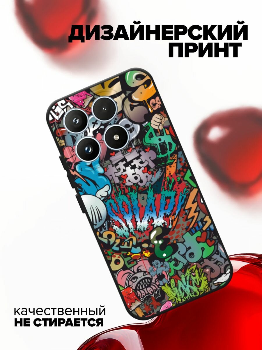 Черный матовый чехол на Xiaomi 17 / Сяоми 17 с принтом Граффити надписи — фото 1