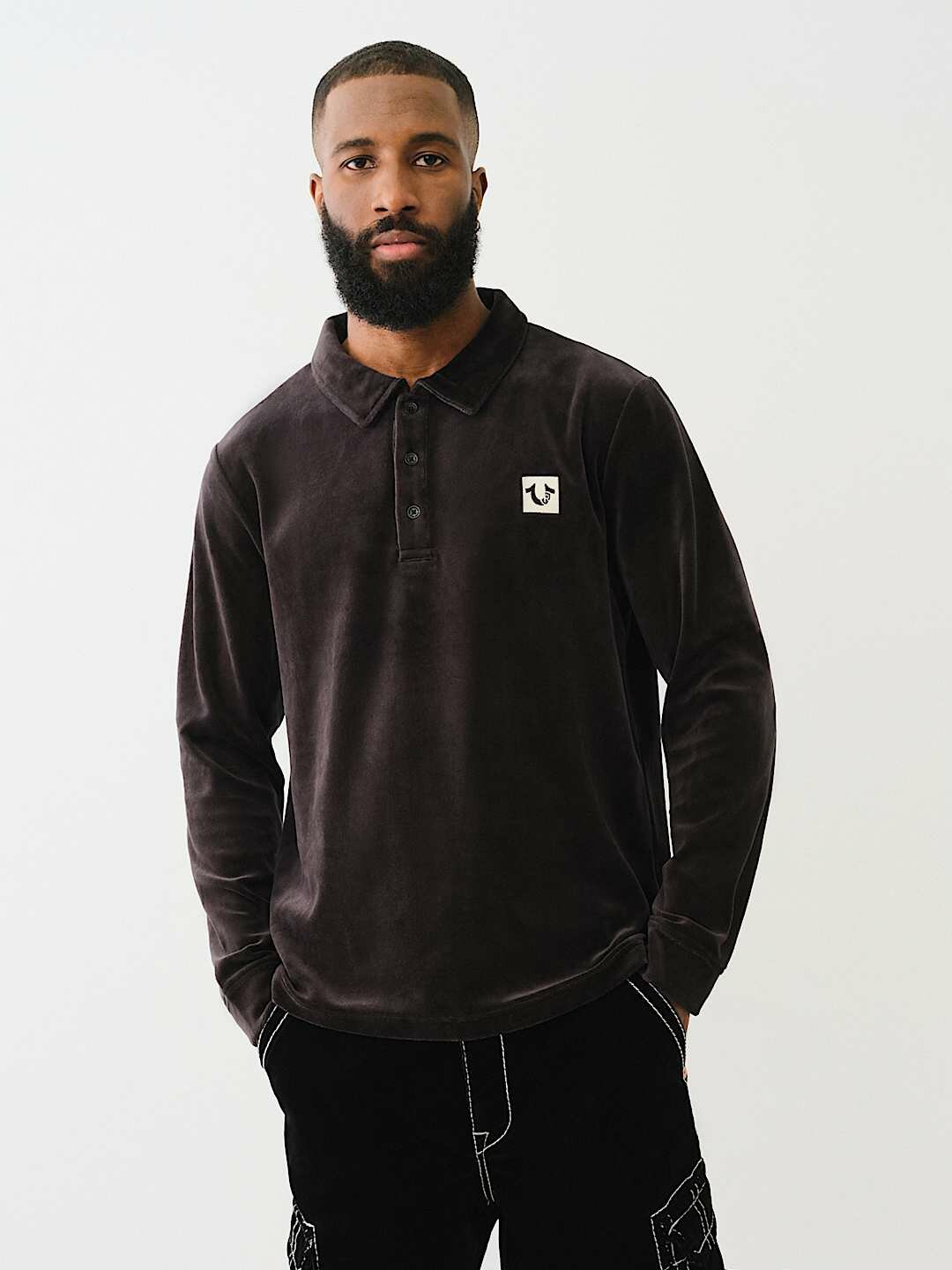 Футболка Velvet Long Sleeve Polo Shirt Black