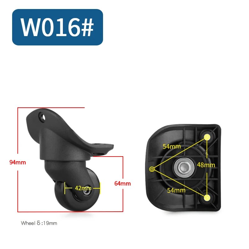 Сменные колеса для чемодана до и после колес, ролики для дорожной сумки, ремонт W016 Black(2Pcs)