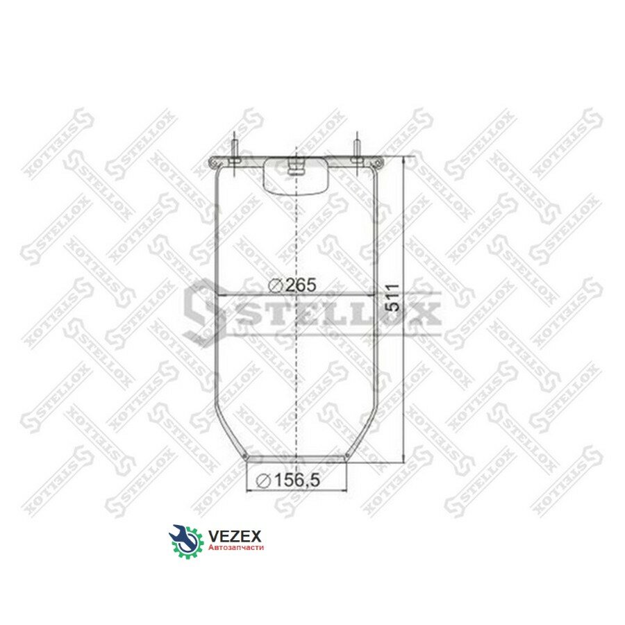 STELLOX 9008130SX пневмоподушка без стак! h511 4шп. M12. 1отв. штуц. M22. Н: 1отв. \SAF/Trailor/МАЗ/ROR