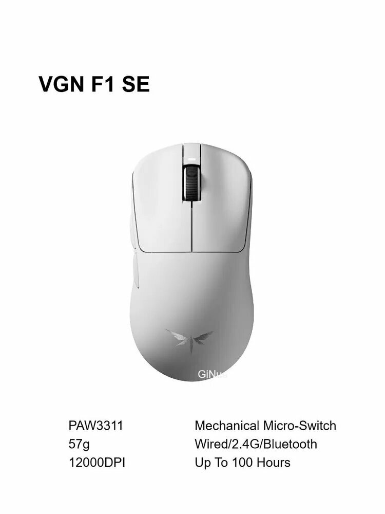 VGN Игровая мышь беспроводная Dragonfly F1 SE, Wired/2.4G/Bluetooth, белый, оливковый