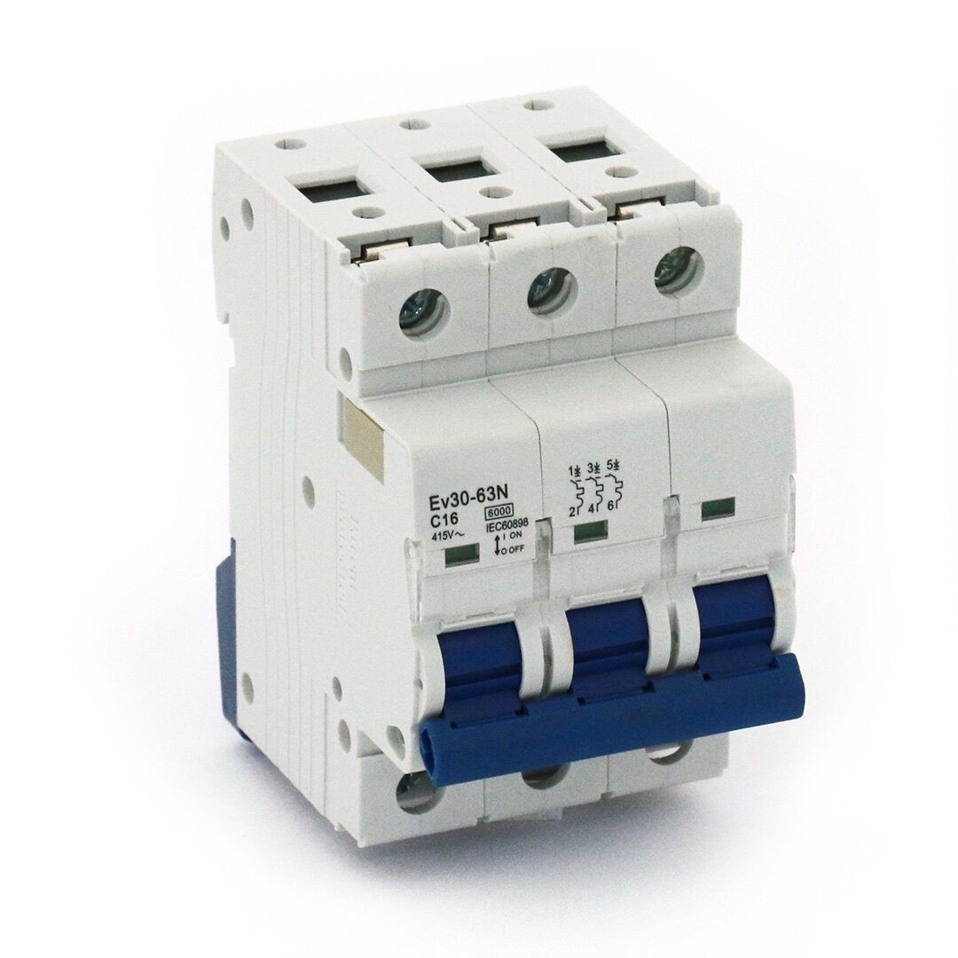 Авт. выключатель Ev30-63N 3P 6kA 16A C, нераздельный рычаг управления CB3422503616