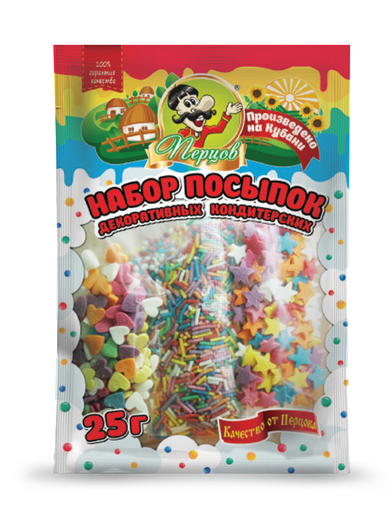 Посыпка кондитерская Набор № 1 / 5 видов по 5 грамм / 25 грамм