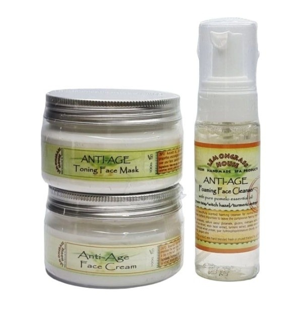 Подарочный набор Lemongrass House для лица "Омолаживающий", маска/крем/пенка, 3шт, доставка из Таиланда