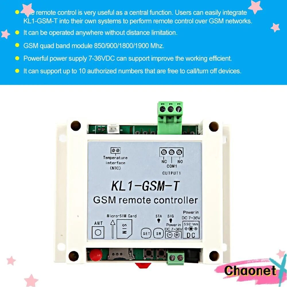 Устройство противоугонное KL1-GSM-T GSM remote controller, модуль 850/900/1800/1900 Mhz