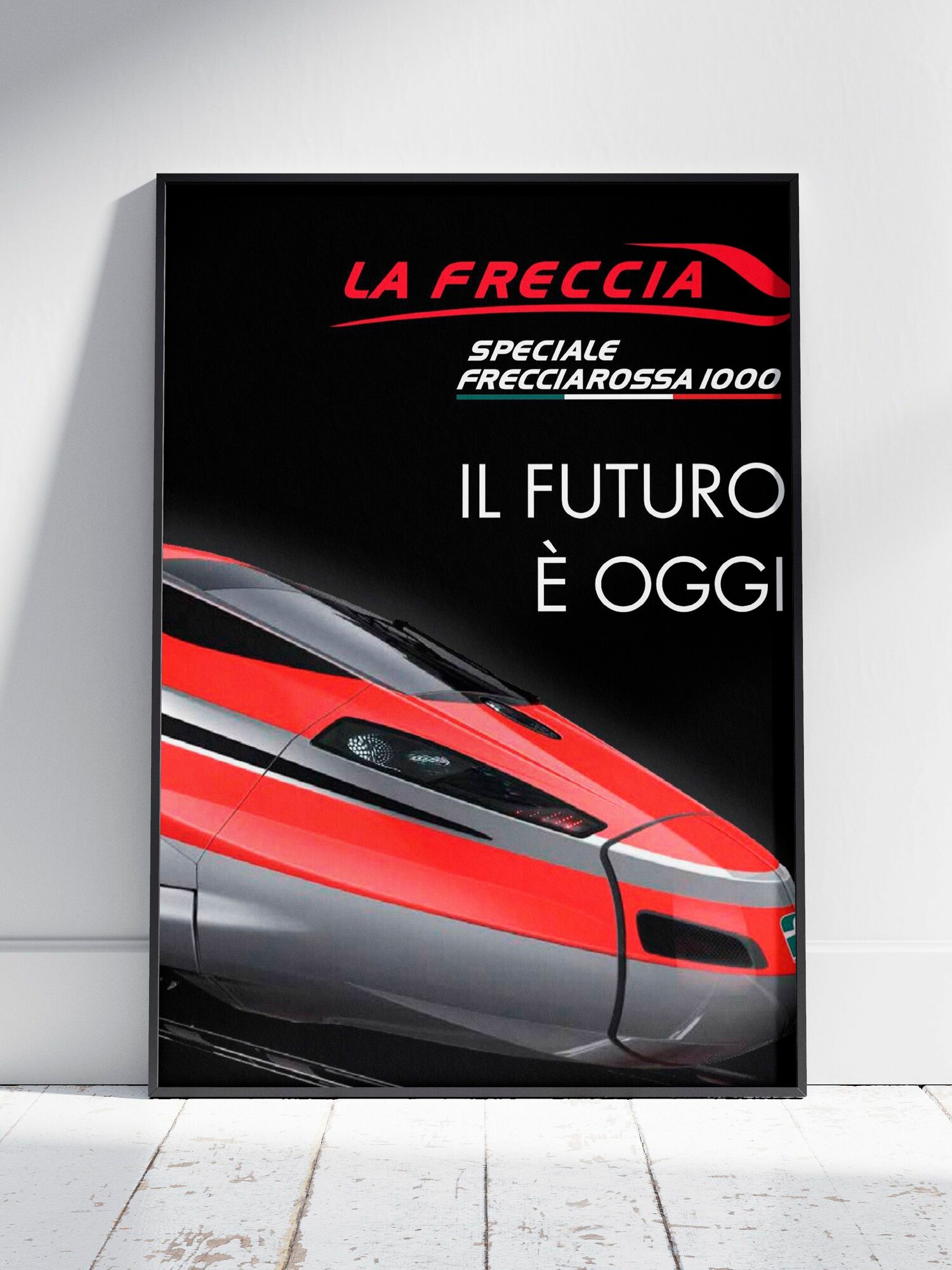 Плакат на стену для интерьера Транспорт и техника (Фреччаросса 1000 - Frecciarossa 1000 1) - Постер по машине формата A4 (21x30 см)