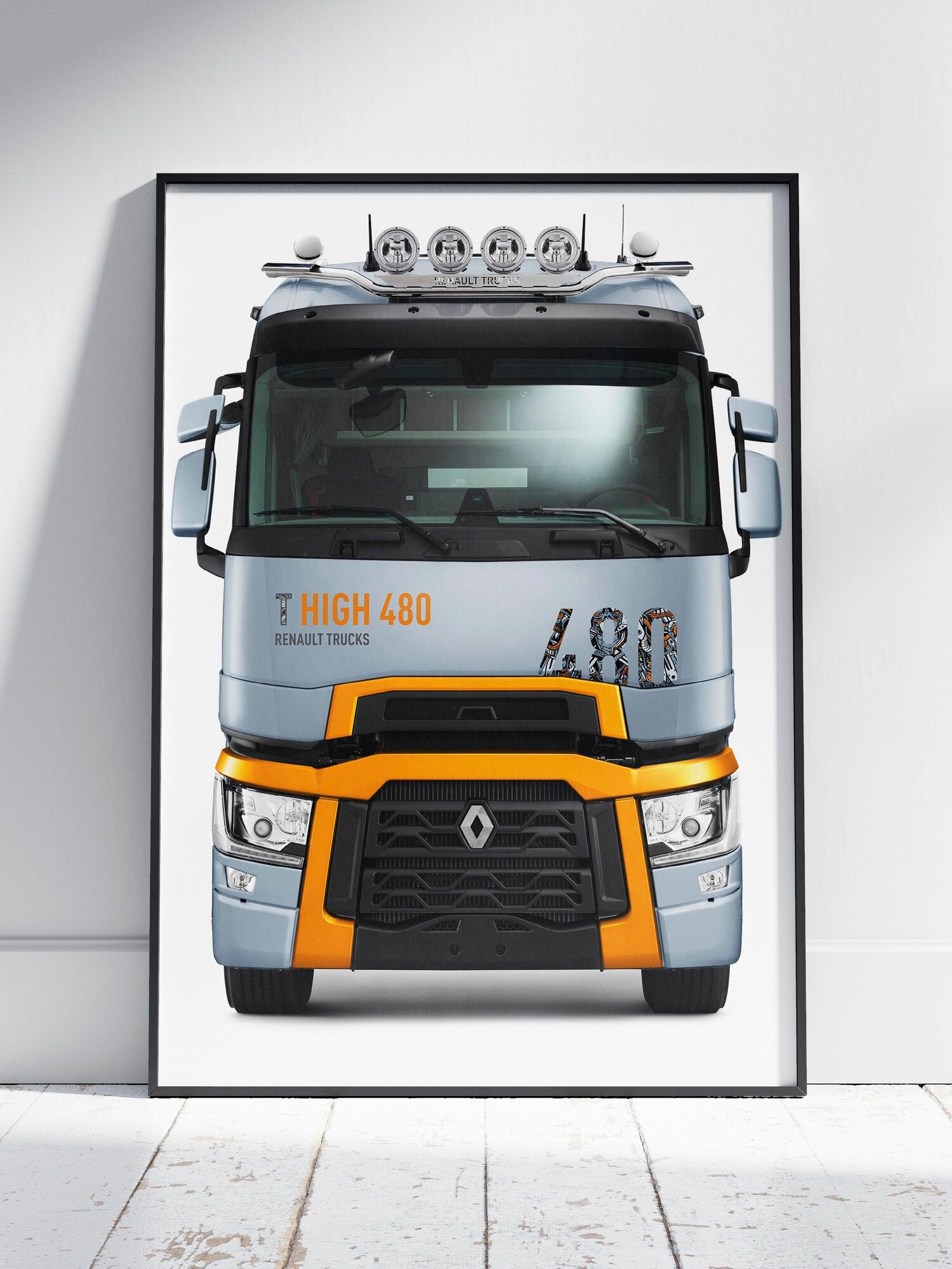 Плакат на стену для интерьера Транспорт и техника (Рено Тракс T - Renault Trucks T High Roof Sleeper) - Постер по машине формата A4 (21x30 см)