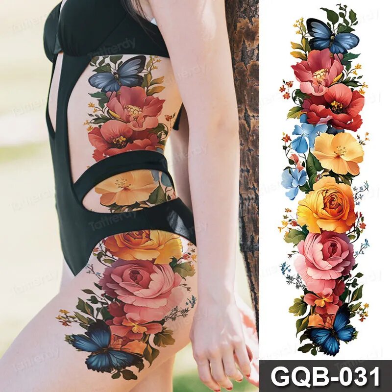 Временная татуировка Tattrendy GQB031 цветочная