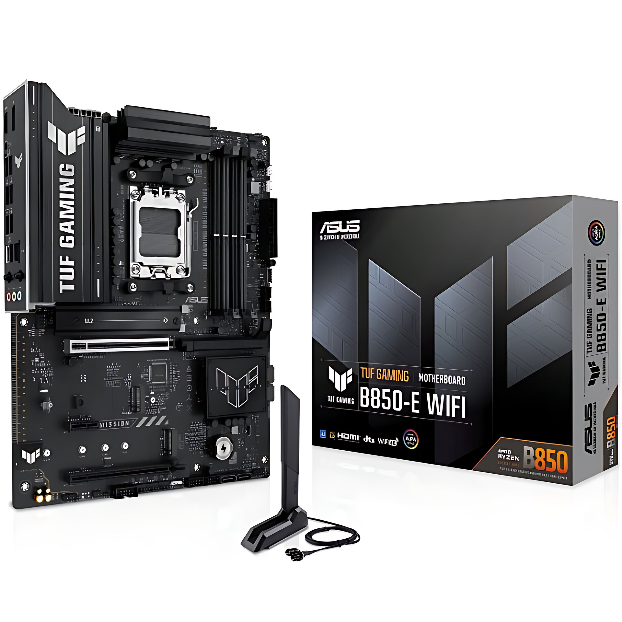 Материнская плата ASUS TUF GAMING B850-E WIFI (AM5/AMD B850/4xDDR5/2xPCI-Ex16/3xM.2/SB/Wi-Fi/BT/DP/HDMI/ATX)