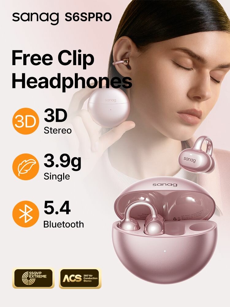 Sanag Наушники беспроводные с микрофоном, Bluetooth, USB Type-C, темно-розовый розовые Type-C