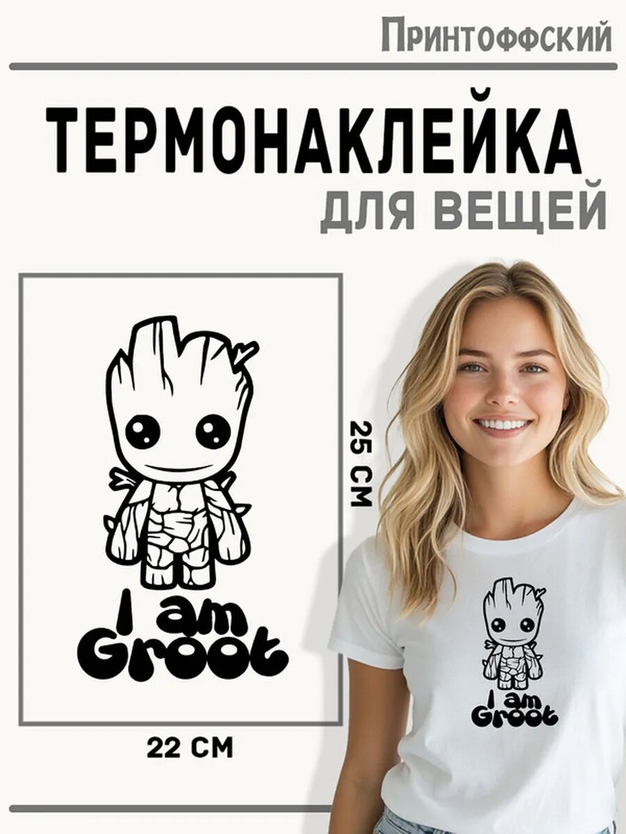 Термонаклейка для одежды и аксессуаров DTF-печать Грут — фото 1