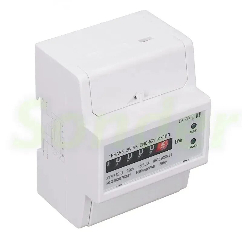 Счетчик энергии XTM75S-U 220V 15(60)A однофазный для учета электроэнергии на DIN-рейку — фото 1