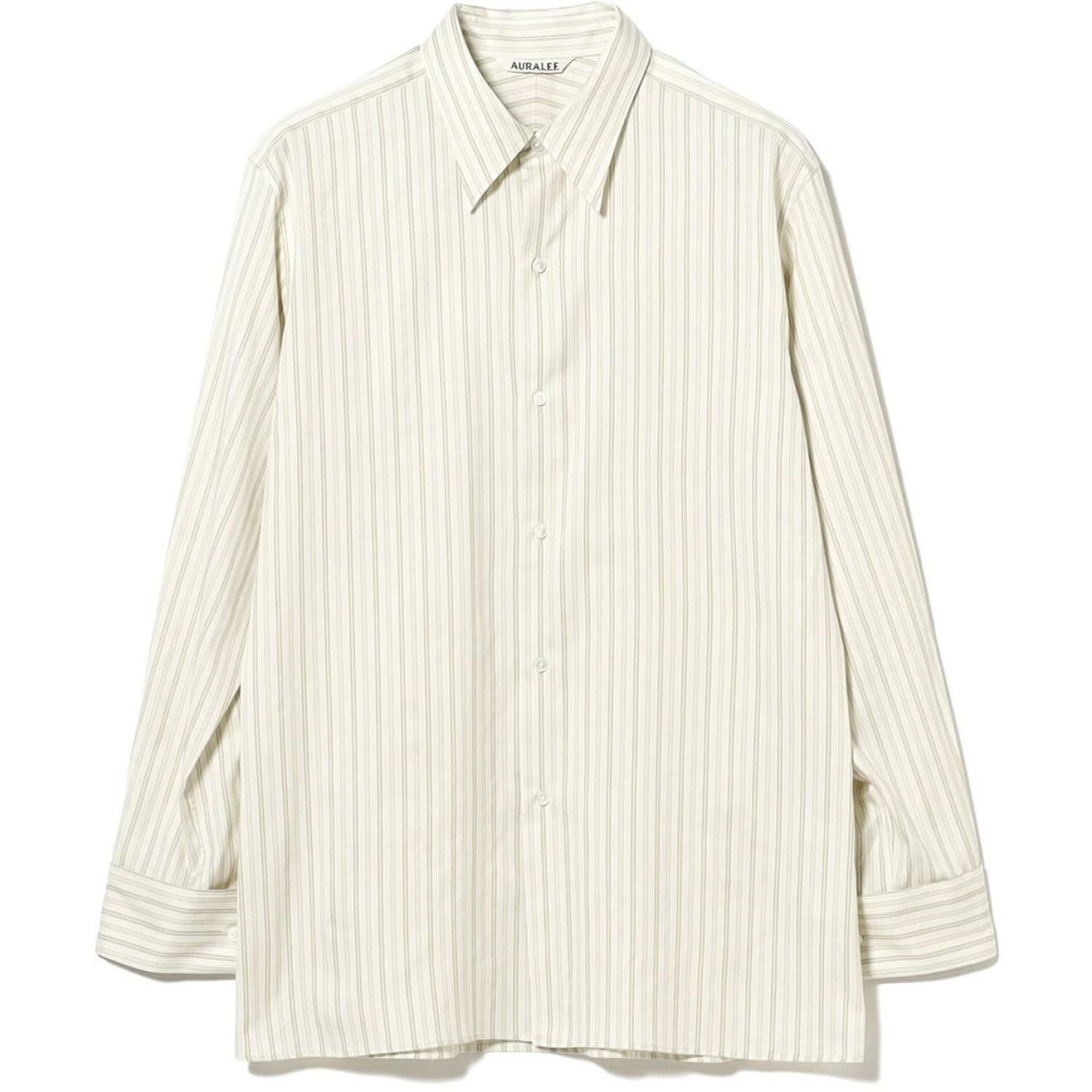 Рубашка Рубашка Auralee Cotton Silk Stripe Double-Cuff Shirt