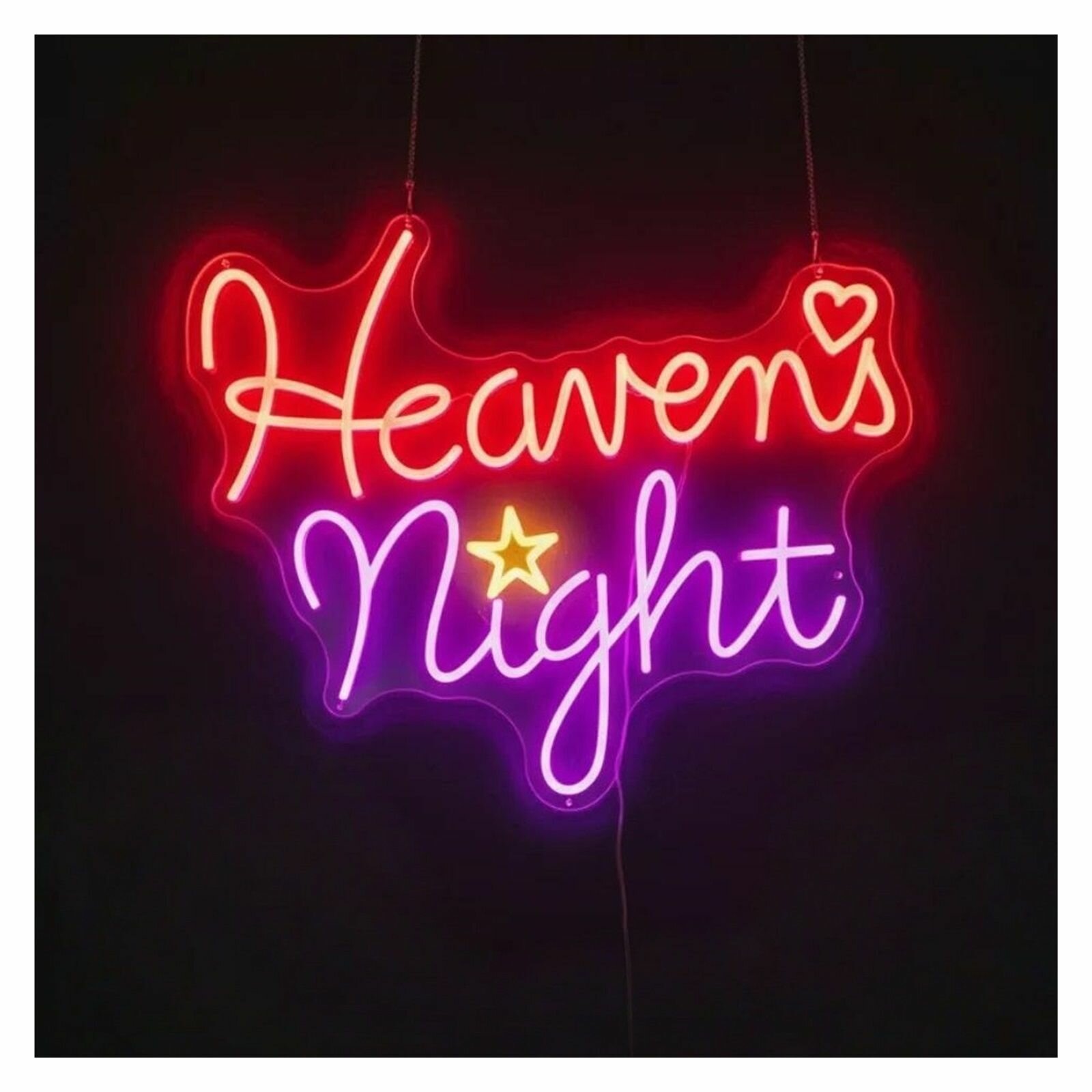 Неоновая Вывеска Heaven's Night С Регулируемой Яркостью Освещения Для Спальни, Вечеринки Бара Общежития 40смx33см