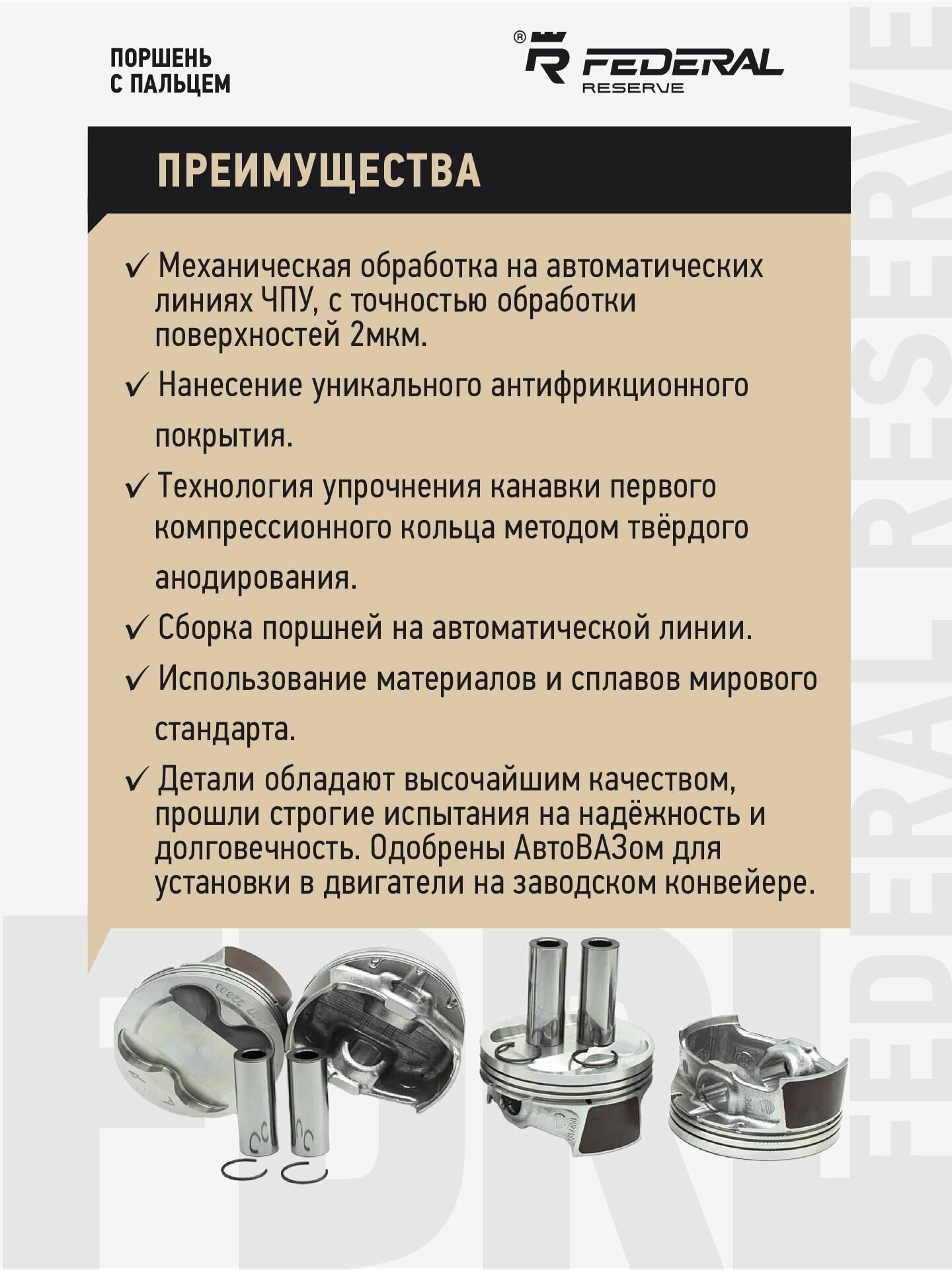 Поршень безвтыковый с пальцем подходит для ВАЗ 2110,2111,2112,2114, ВАЗ 21124 (82.8 B, 1.6L 16V)