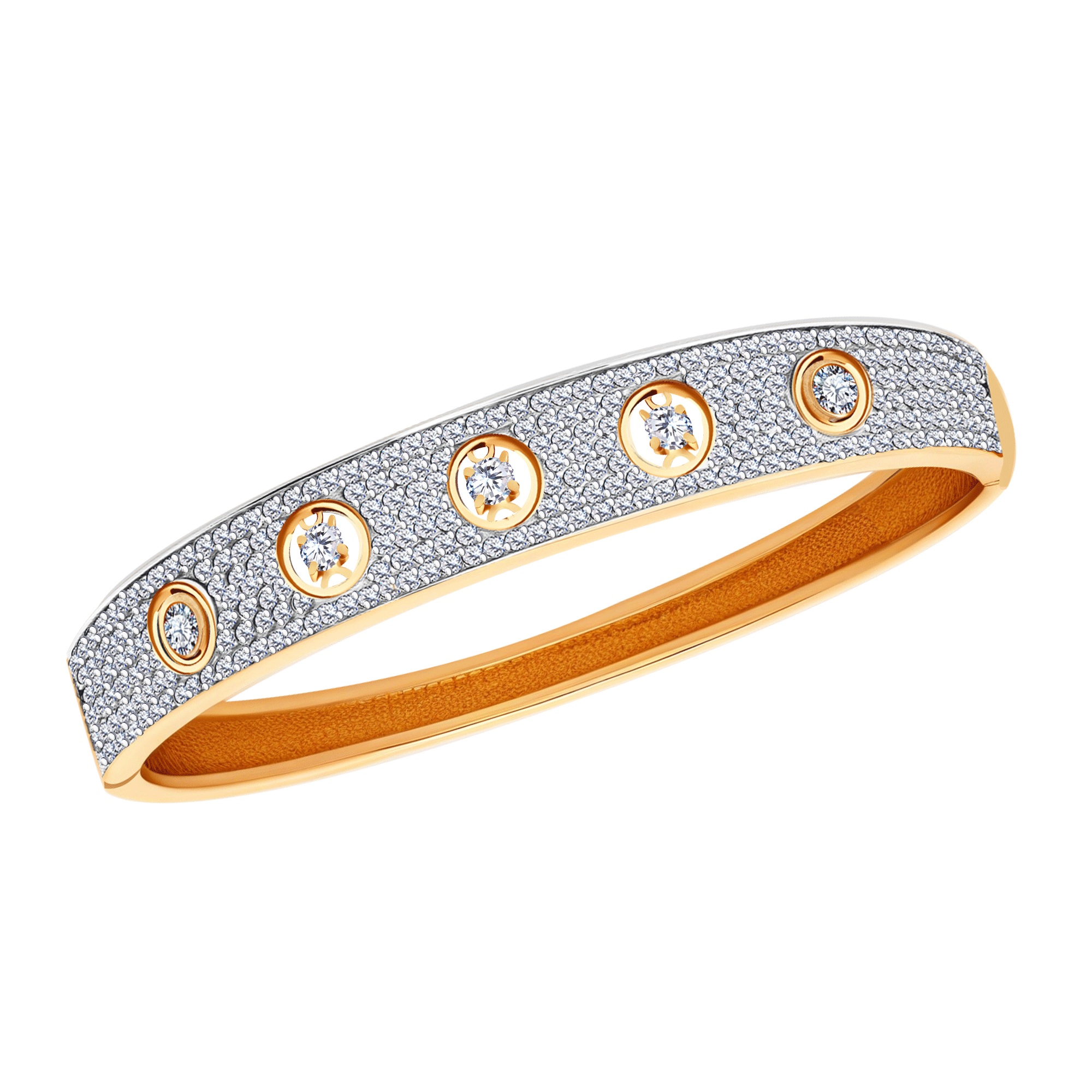 Браслет Diamant online, красное золото, 585 проба, фианит