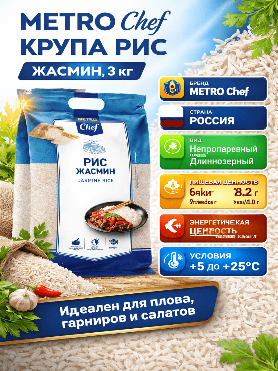 METRO Chef Крупа рис Жасмин, 3кг