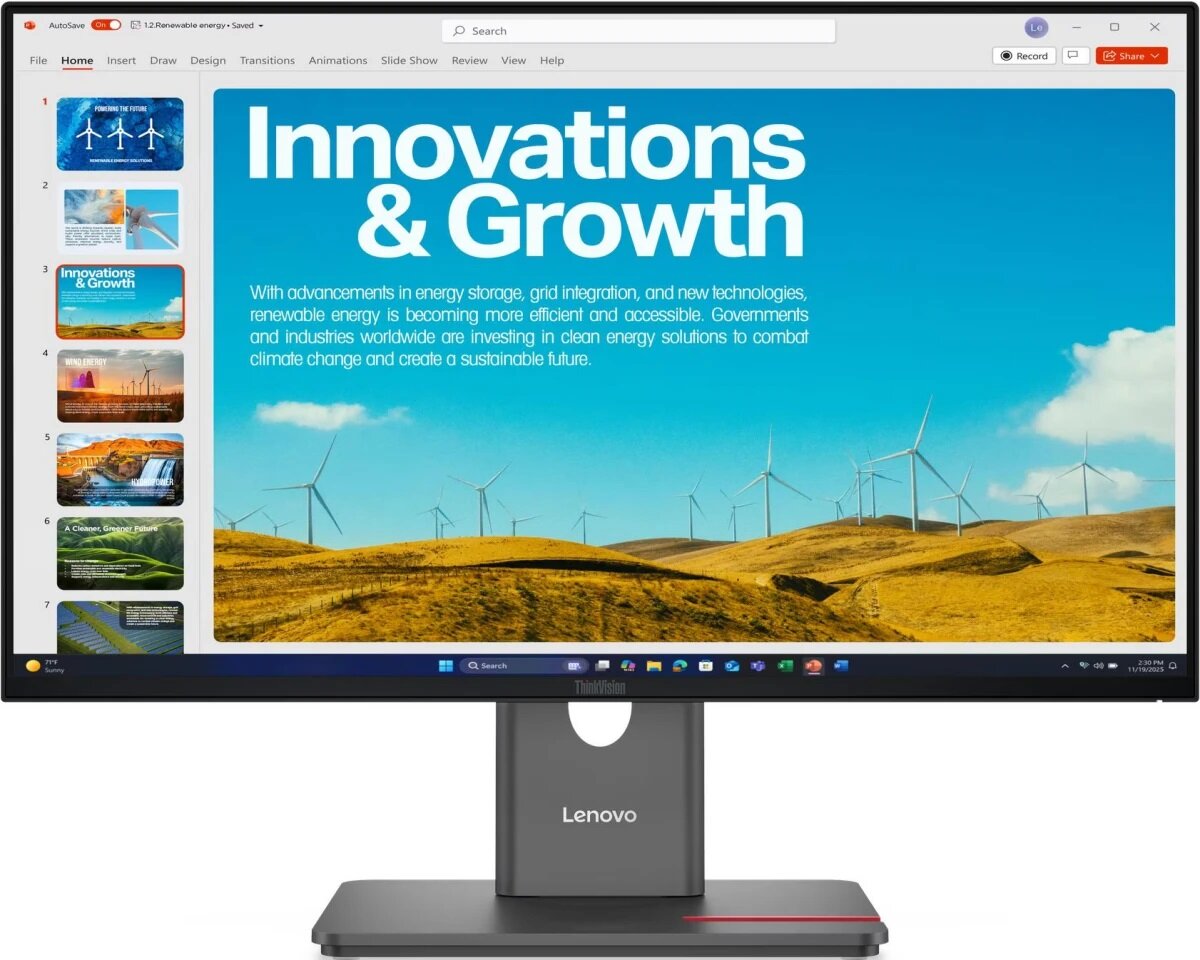 Монитор Lenovo 23,8" P24QD-40, 16:9, IPS, QHD, 4ms, 300cd, 120Hz, HDMI, DP, USB, USB-C, LAN, HAS