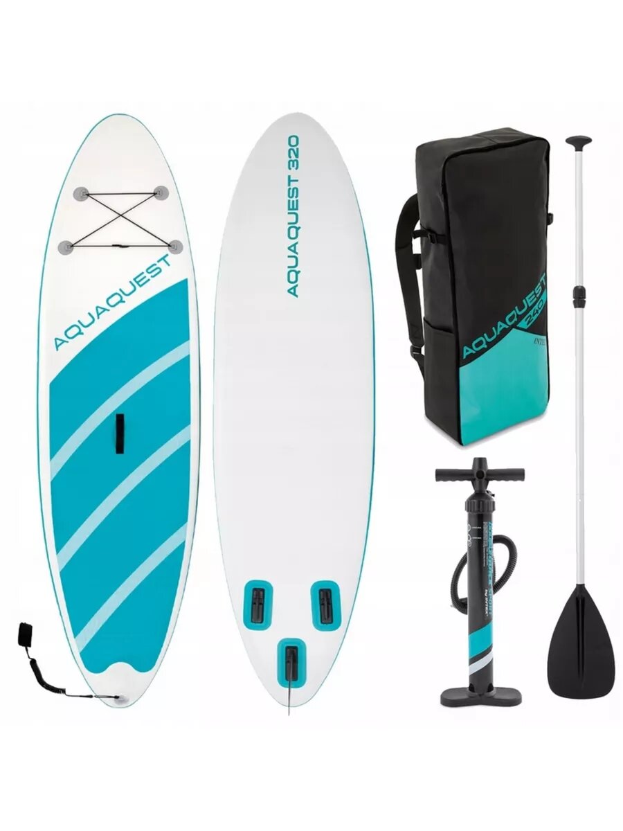 Доска для плавания Intex Aqua Quest 320 320x81x15см голубой/белый
