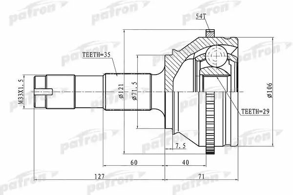 PCV1334 ШРУС CITROEN JUMPER 06- 2.2 HDi наружн.