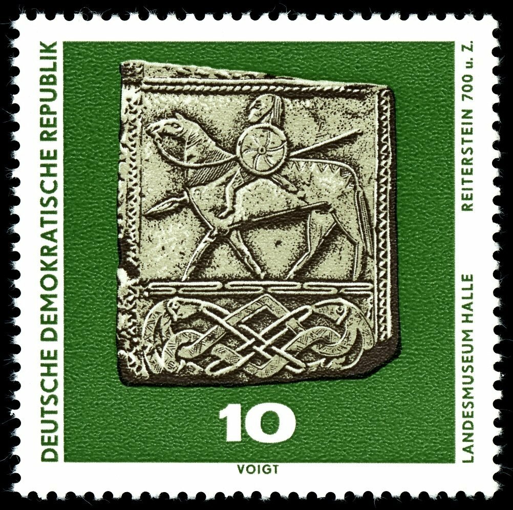 (1970-021) Марка Германия (ГДР) "Всадник" Археология II гашеная
