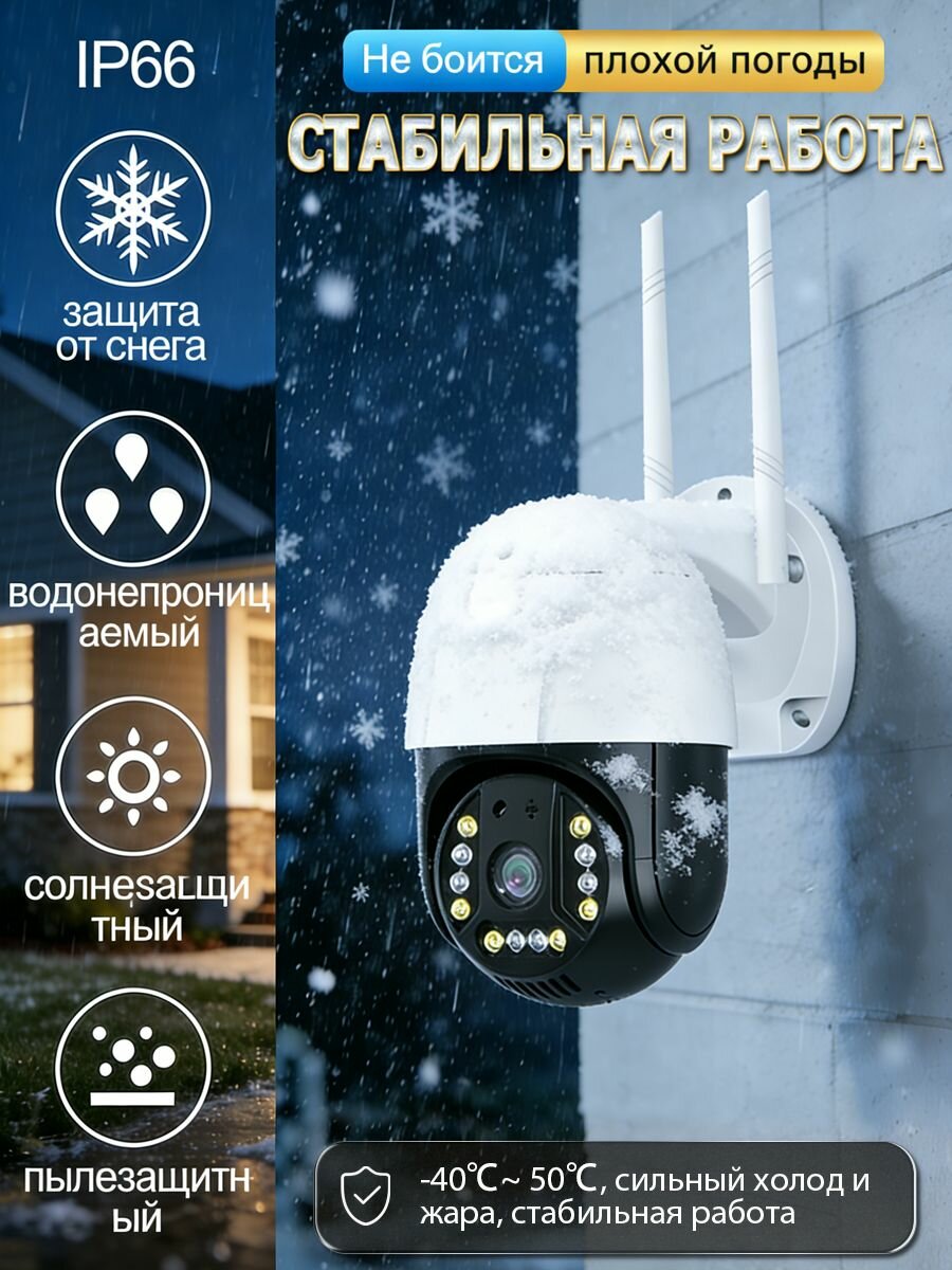 Камера видеонаблюдения 4G с сим-картой, 300MP HD поворотная с авт отслеживанием, ночная съемка без Wi-Fi для дачи и дома