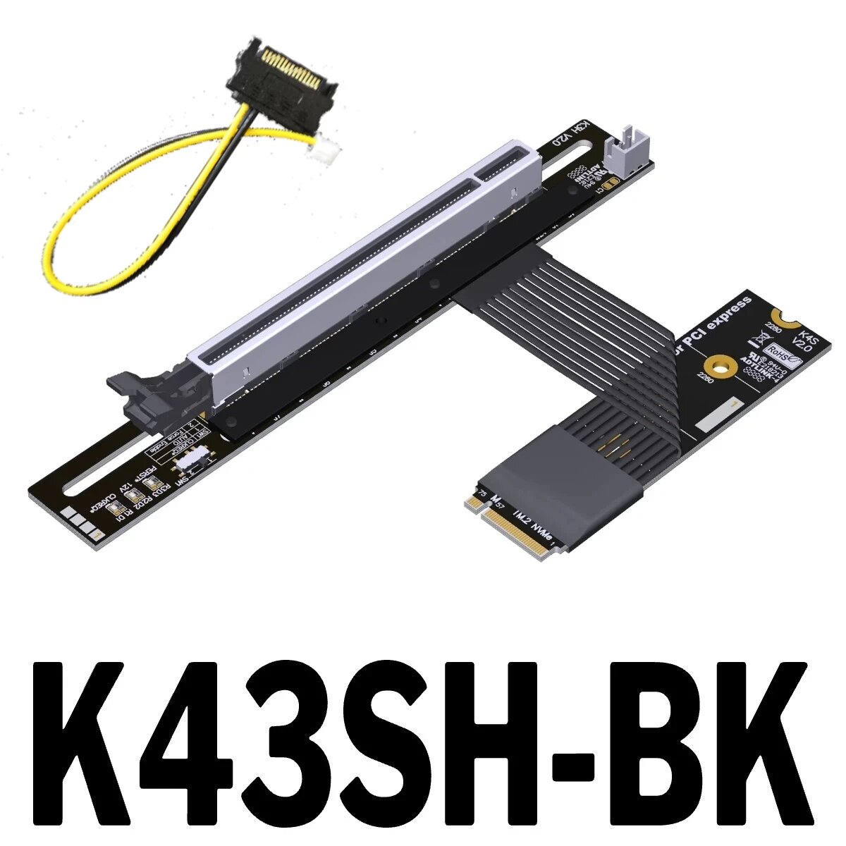 ADT-Link K43SH-BK, кабель-адаптер M.2 NVMe PCIe 5.0, 50cm
