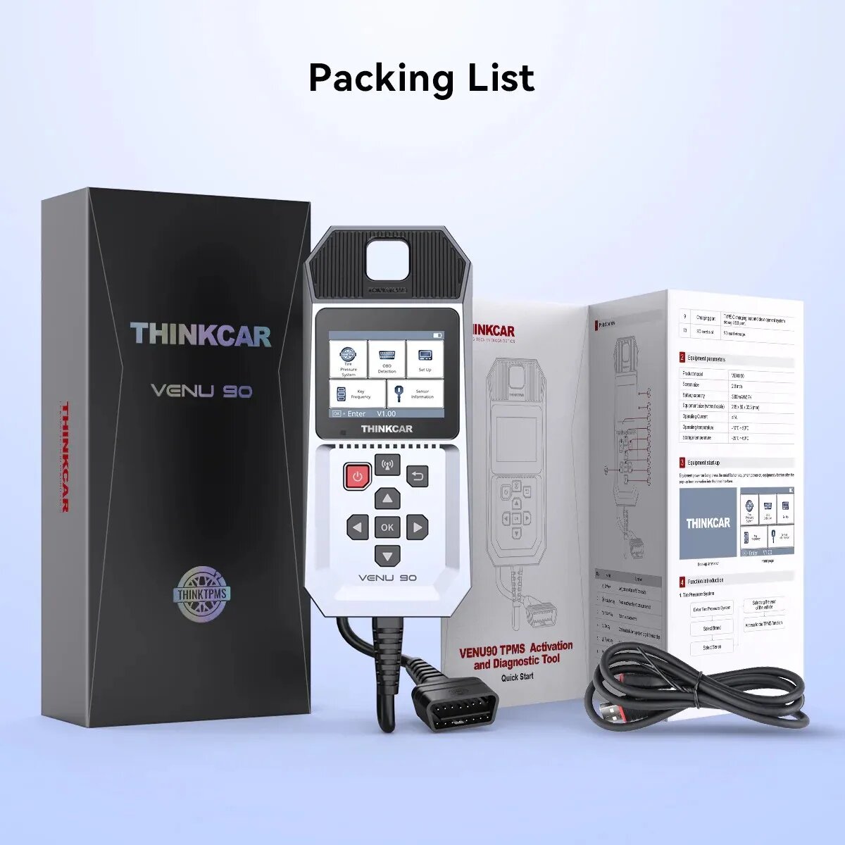 Диагностический инструмент THINKCAR VENU 90 TPMS с пожизненным бесплатным обновлением, полным набором функций OBDII, неограниченным программированием до 12 датчиков.