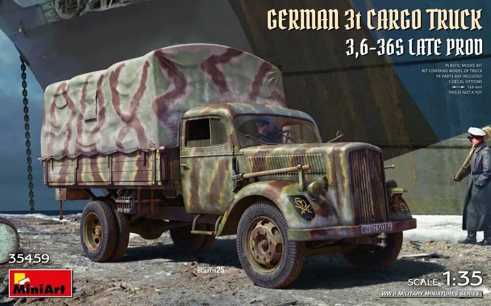 Немецкий 3-тонный грузовик MiniArt 1/35 3,6-36S поздней сборки, модель 35459