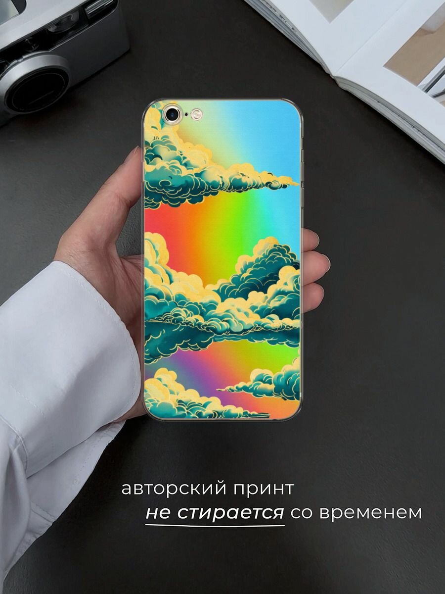 Чехол на Apple iPhone 6 Plus/6S Plus / Айфон 6 Плюс/Айфон 6С Плюс с принтом Облака и космос, прозрачный — фото 1