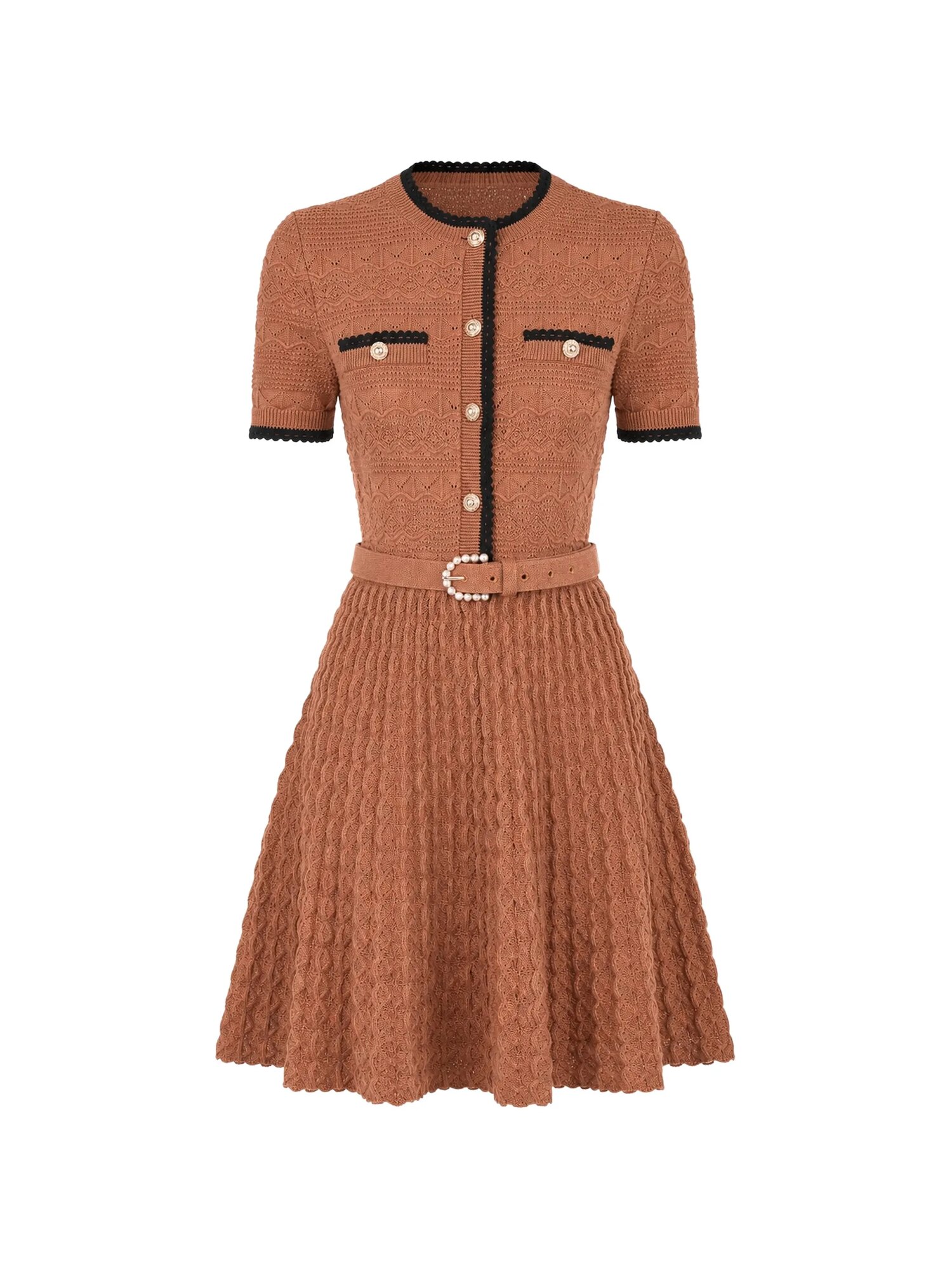 Платье Brown pointelle knit mini dress