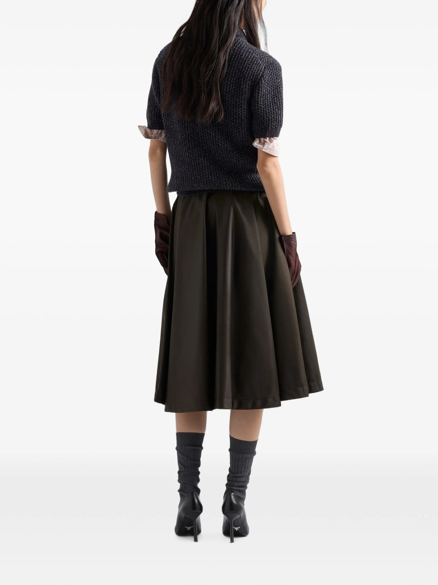 Юбка Prada Re-Nylon circle skirt, размер 44, brown — фото 1