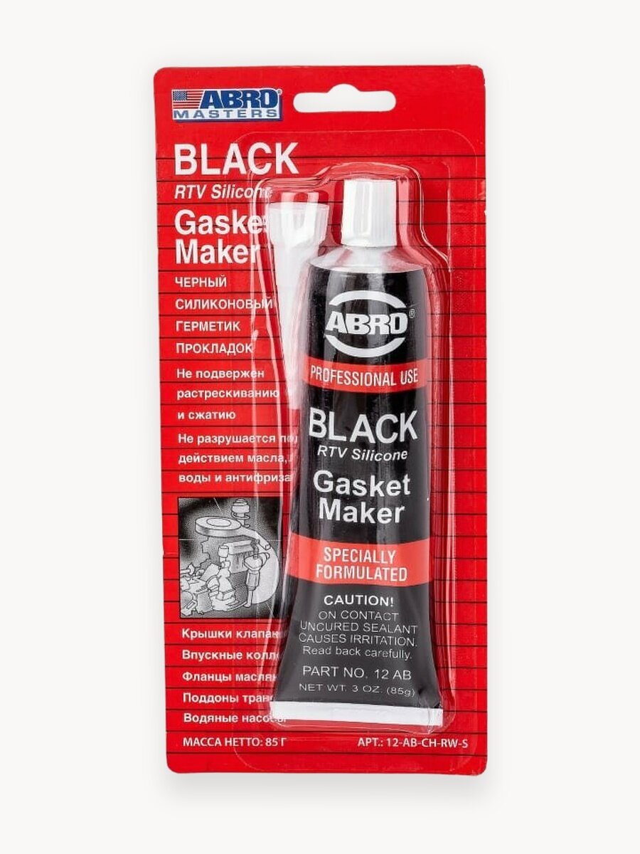 Герметик-прокладка ABRO, высокотемпературный, силиконовый, черный, 85г