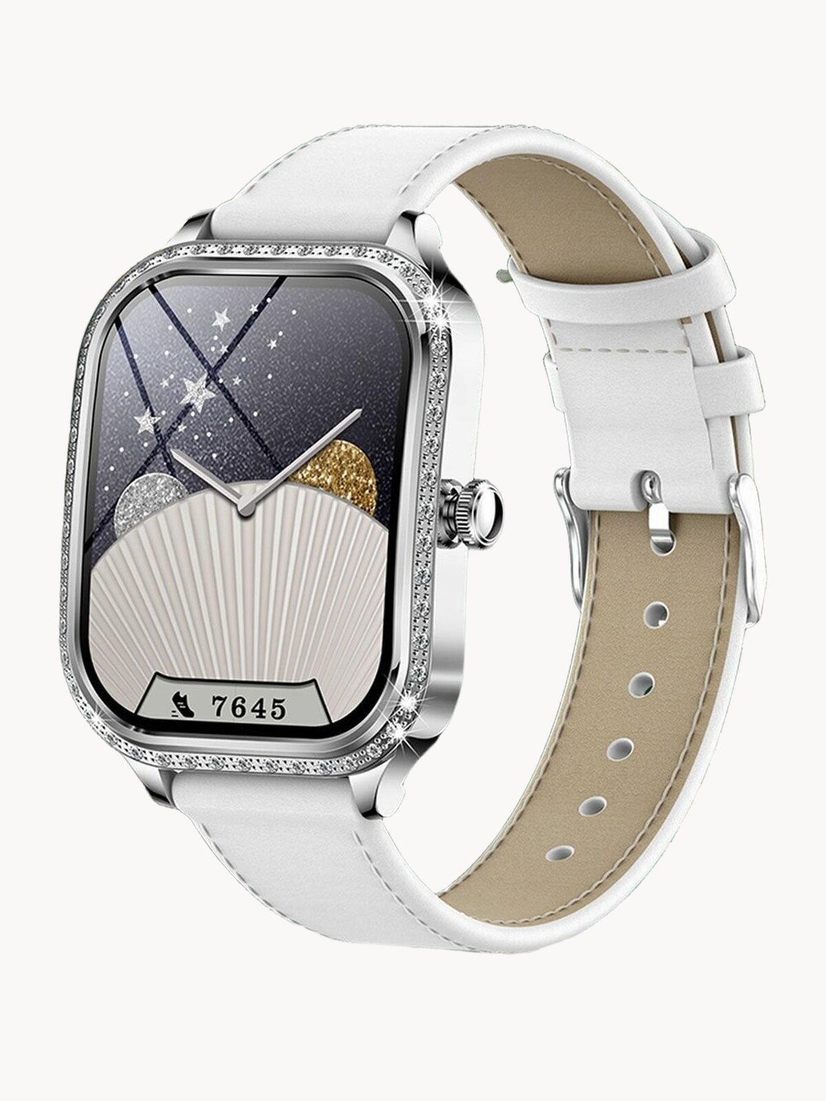 Женские серебряные часы смарт с бриллиантами, 1,75' HD AMOLED экран с фитнес-трекером, монитором сердечного ритма и оксиметрии