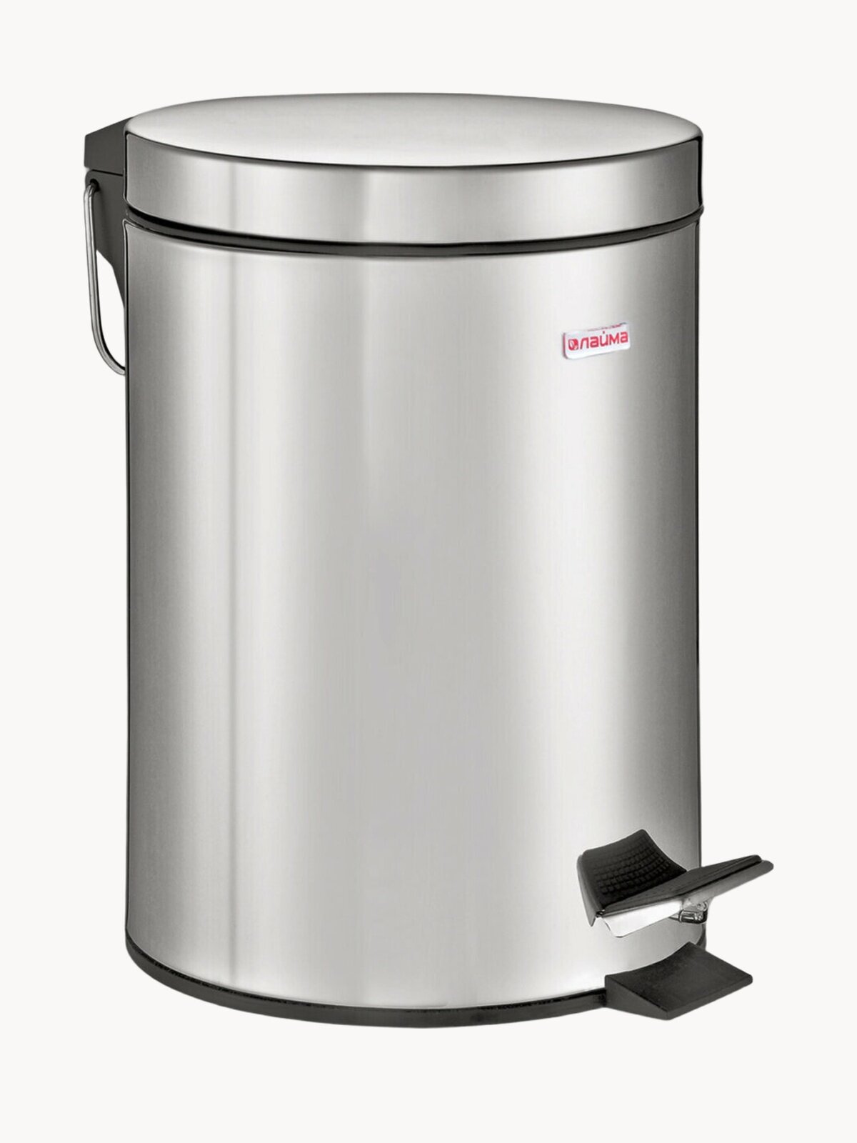Мусорное ведро с крышкой и педалью 5 литров, мусорка в комнату, урна для мусора для кухни и туалета, нержавеющая сталь, зеркальное, с внутренним ведром, усиленная упаковка, Laima Classic, 880975