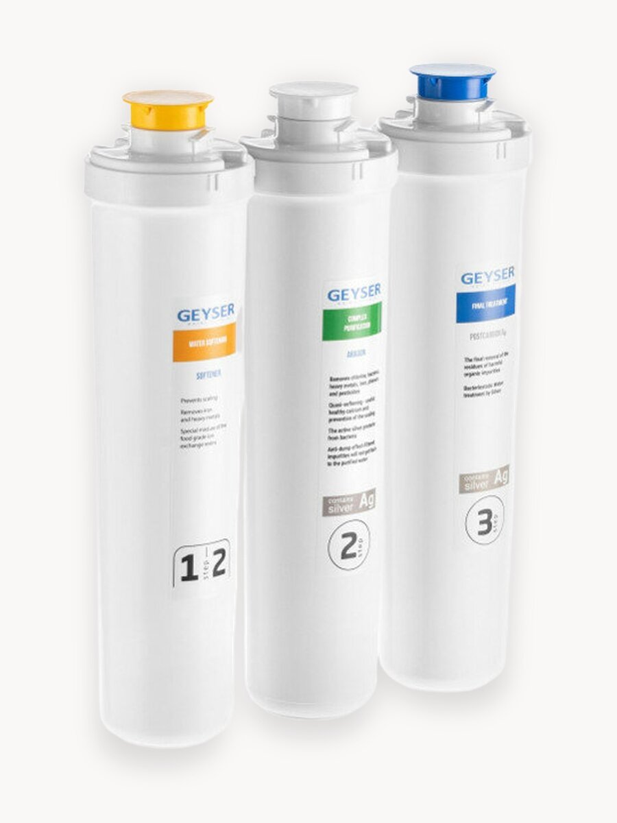 Комплект картриджей Гейзер Смарт, жесткая вода, сочетание уникальных технологий Каталон + Арагон, 50095