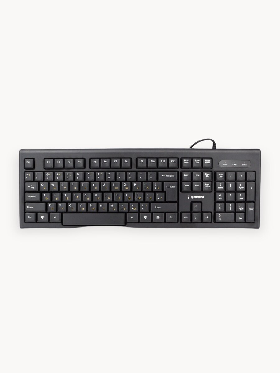 Проводная клавиатура Gembird черная 104 клавиши с кабелем 1.45 метров KB-8354U-BL