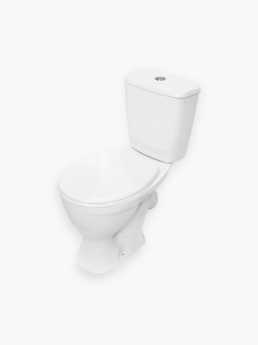 Унитаз-компакт напольный Sanita Эталон стандарт антивсплеск, фарфоровый, белый, глянцевый, овальный, с нижним подводом, сиденье для унитаза в комплекте