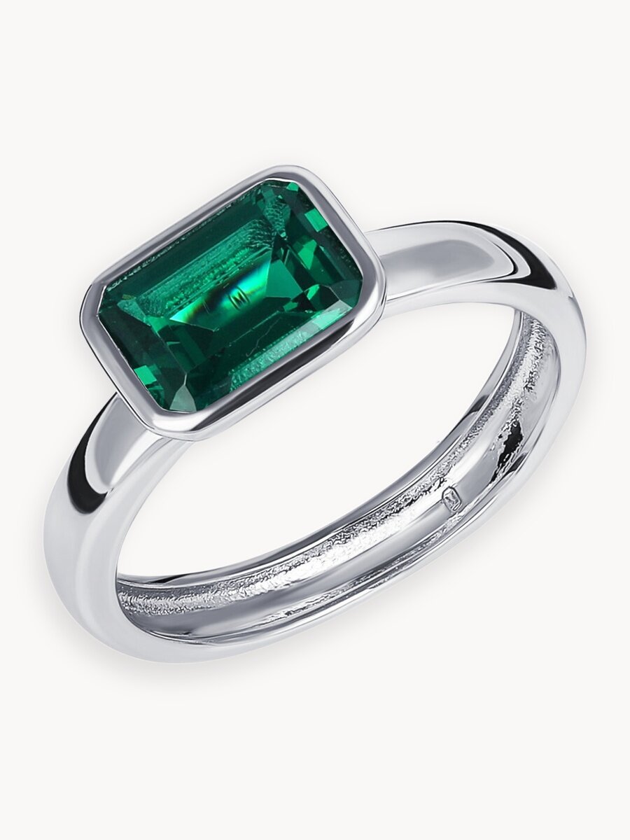 Кольцо тонкое, серебро, 925 проба, родирование, фианит