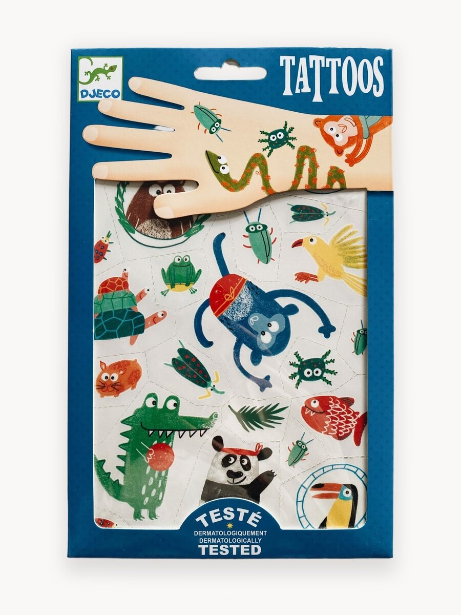 Татуировки для детей Djeco Животные, 2 листа, разноцветные, 09576