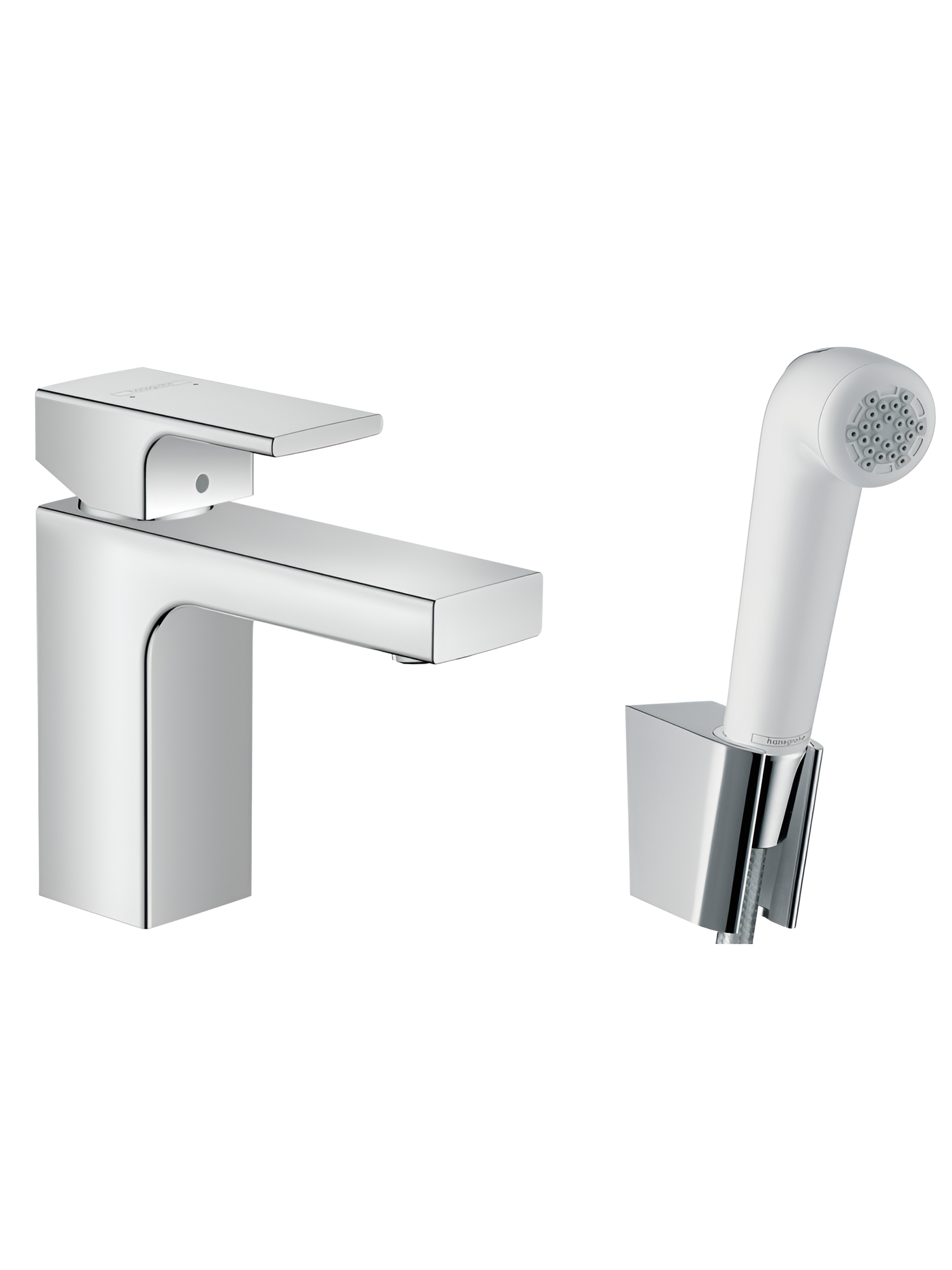 Смеситель для раковины с гигиеническим душем и шлангом Hansgrohe Vernis Shape 100 (71216000)